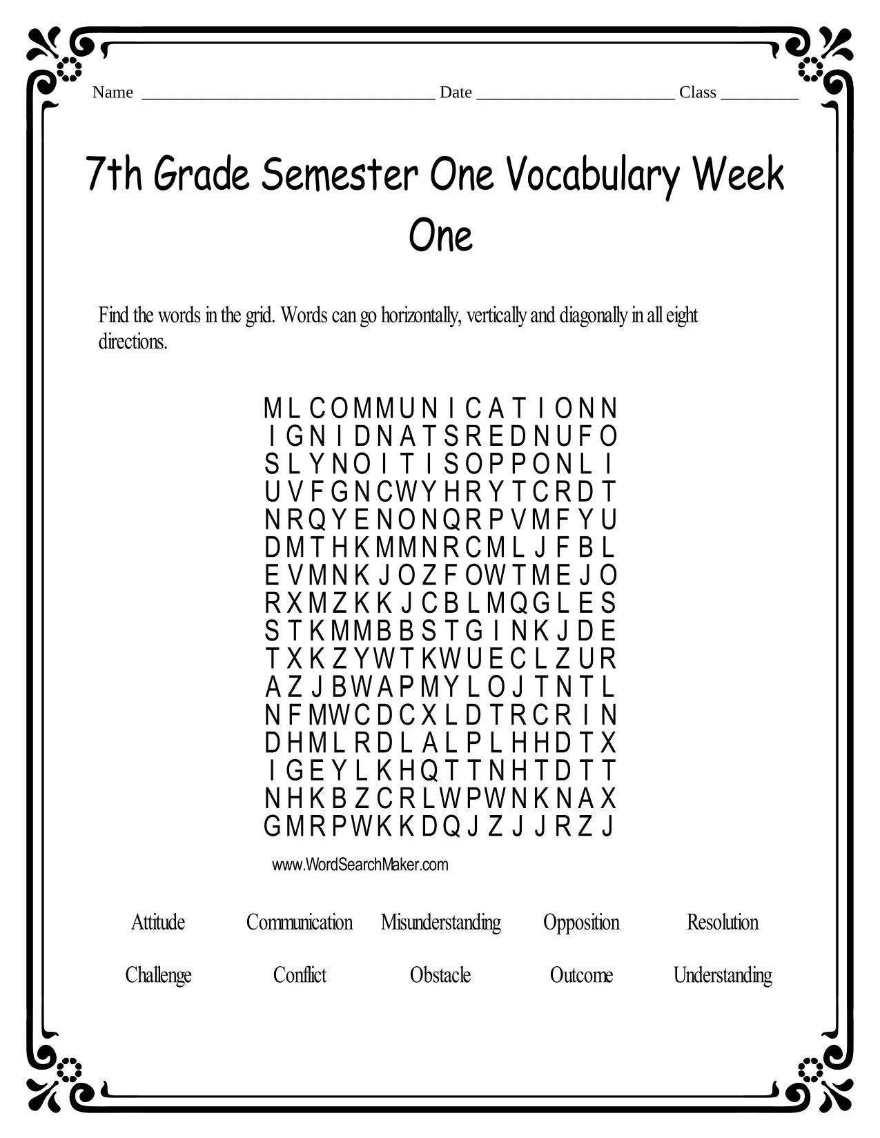 7th Grade Vocabulary — Learning for Everyone
