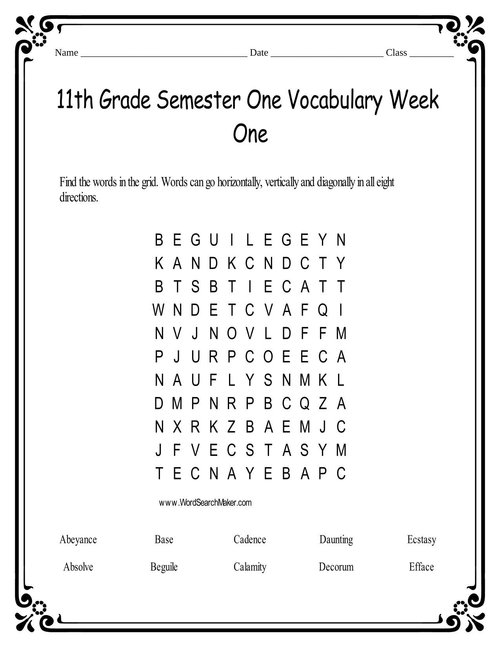 11th Grade Vocabulary — Learning for Everyone