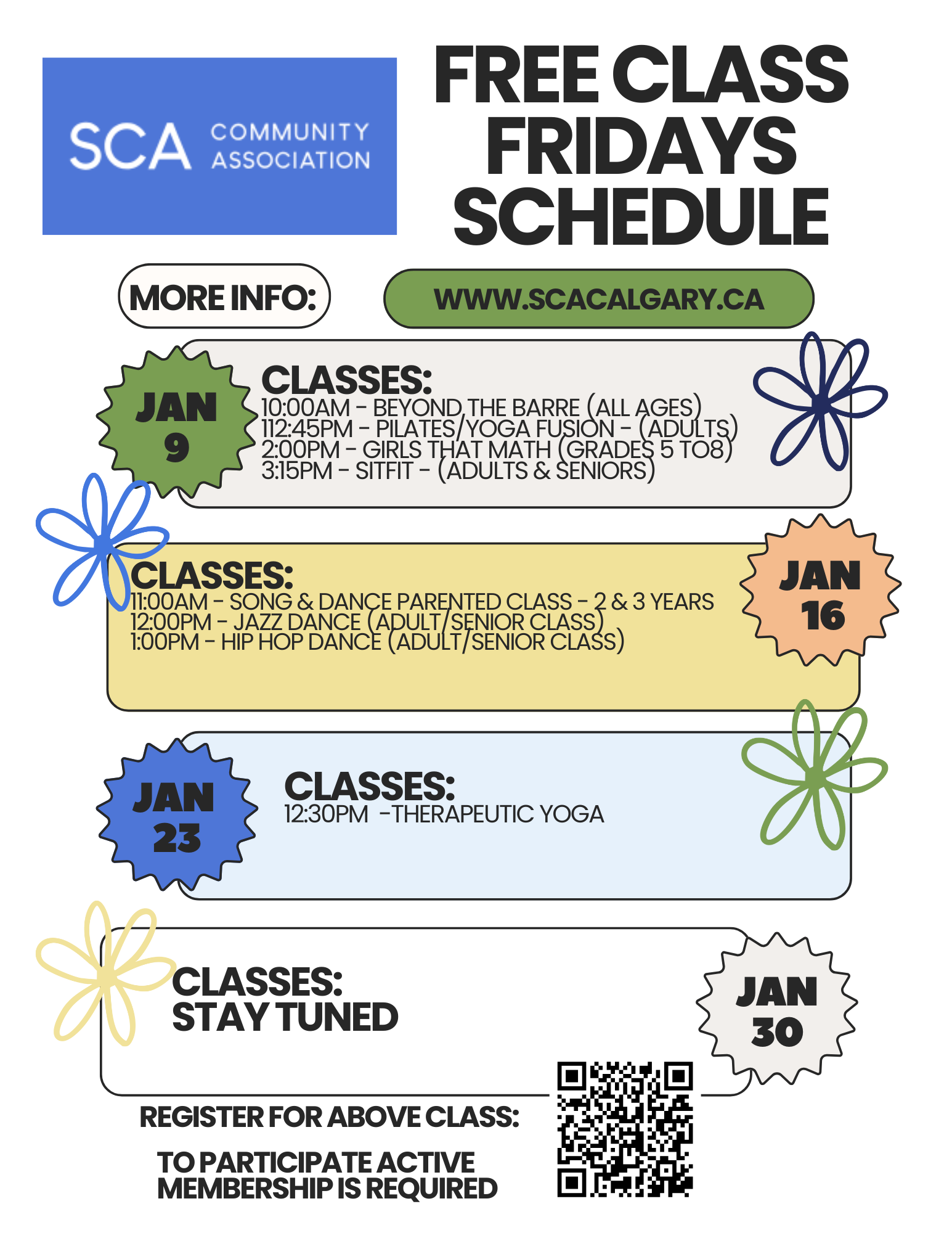 January Free Class Fridays! — SCA Community Association