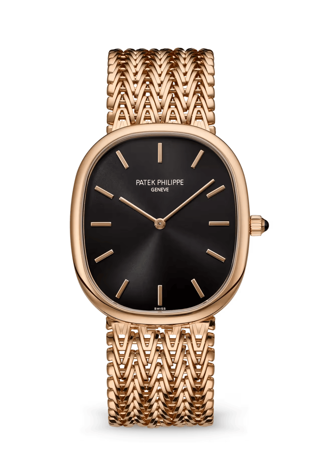 Patek Philippe Golden Ellipse 5738/1R-001 Rose Gold Black Dial | Galeo ...