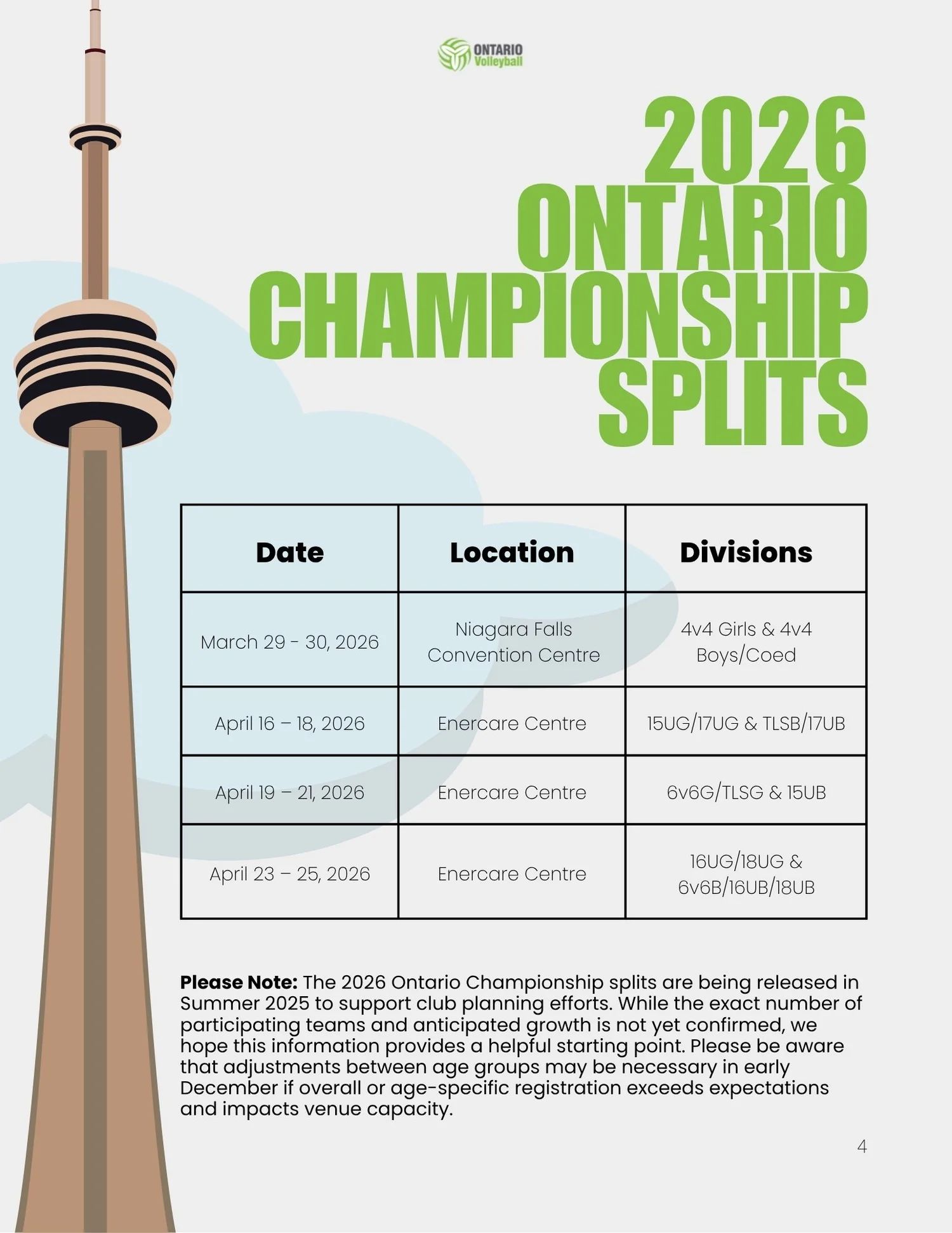 2025-2026 OVA COMPETITIONS CALENDAR — Your Site Title