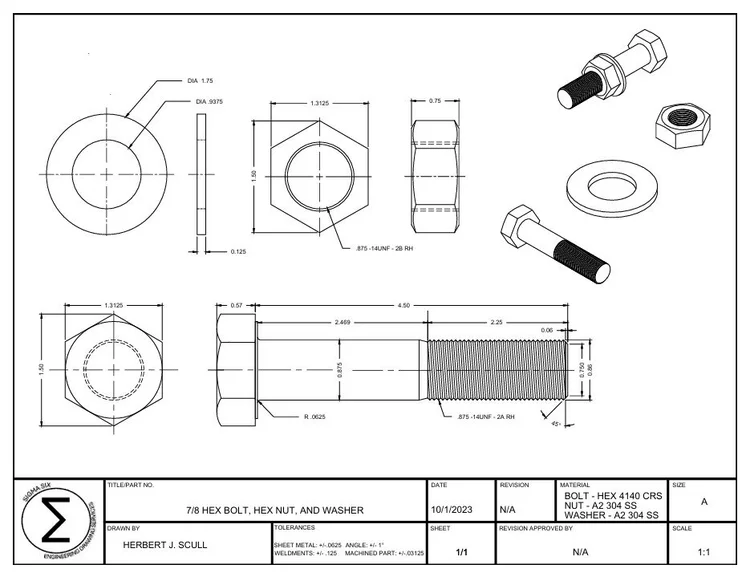 Threads and Thread Notation — Sigma Six Engineering Drawing Services