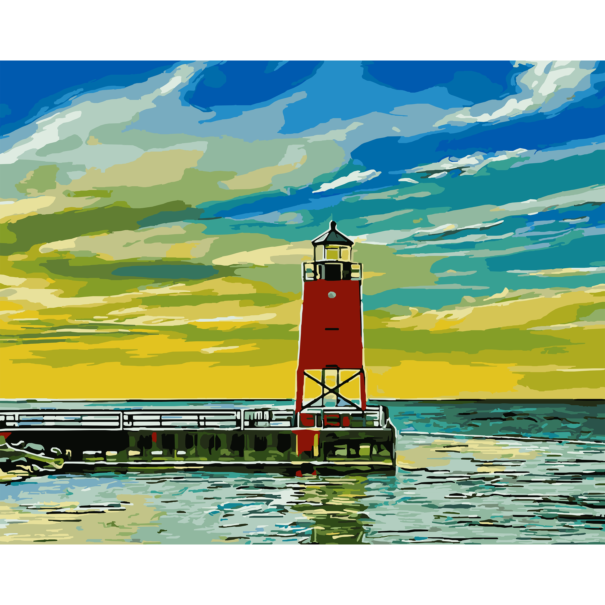 Golden Hour at Charlevoix South Pier Lighthouse Paint-by-Number Kit ...