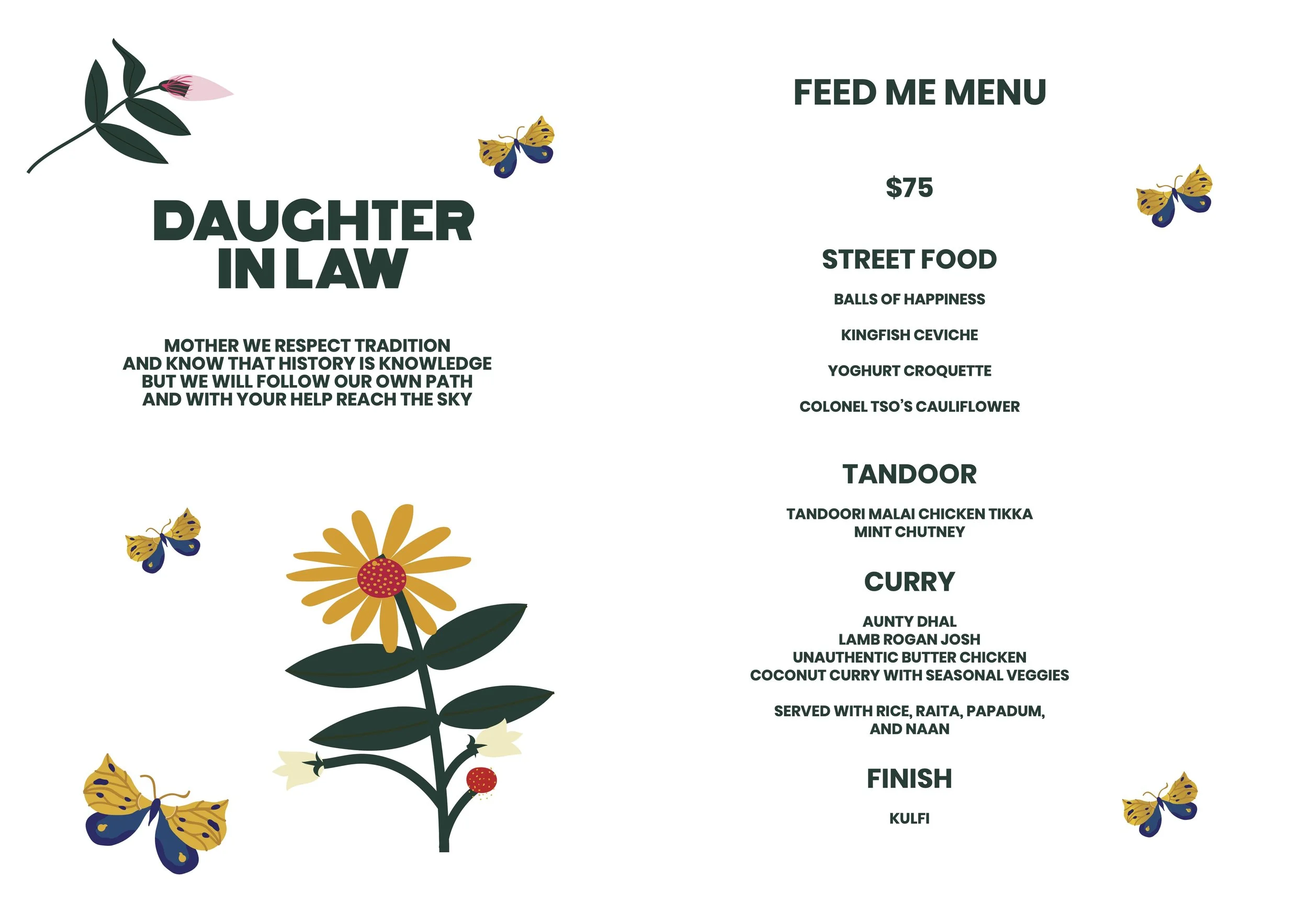 Menus — Daughter in Law - South Yarra
