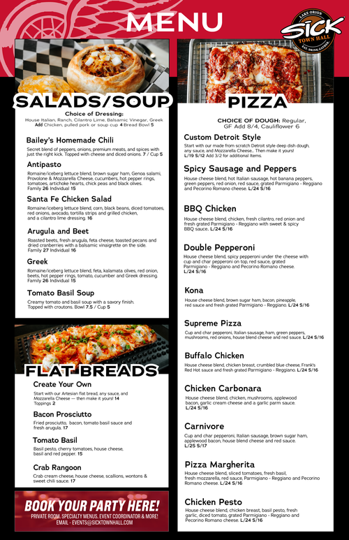 Menu — Sick Town Hall