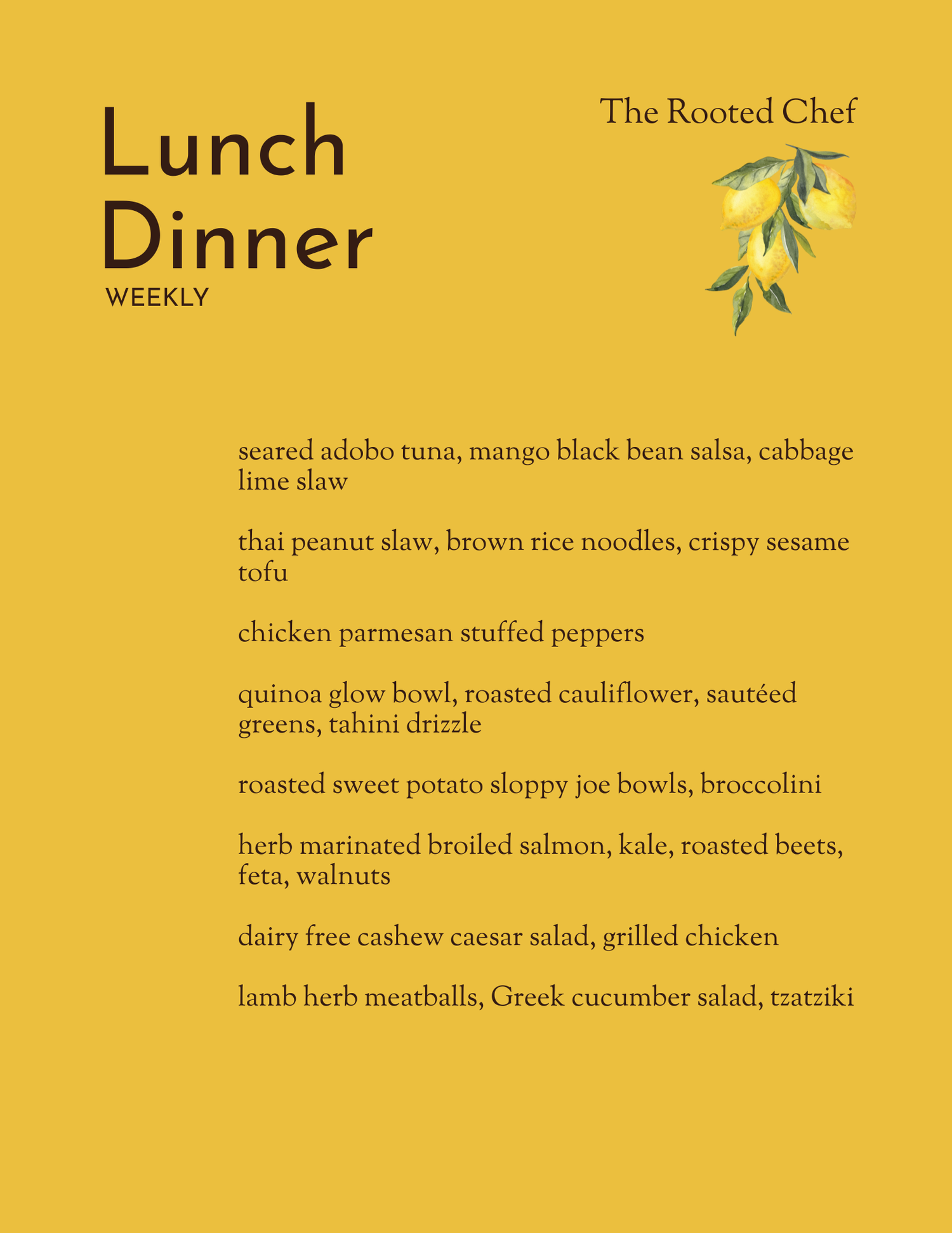 Sample Menus | Discover Delicious Menus — The Rooted Chef