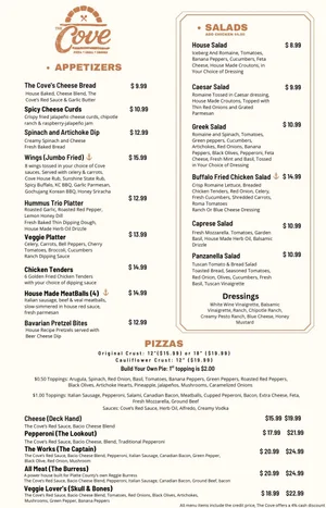 Menu 1 — The Cove