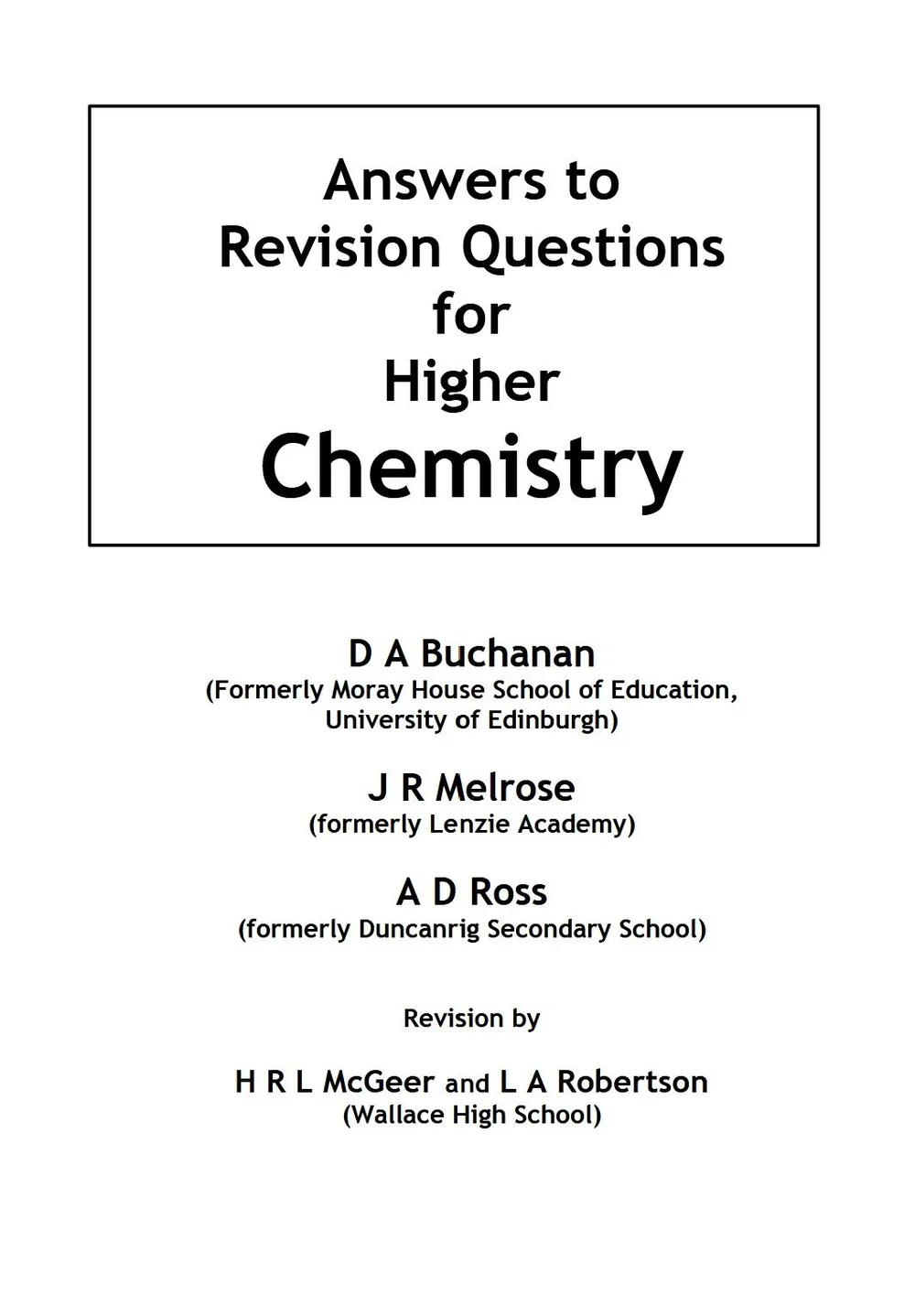 Higher Chemistry — Chemcord
