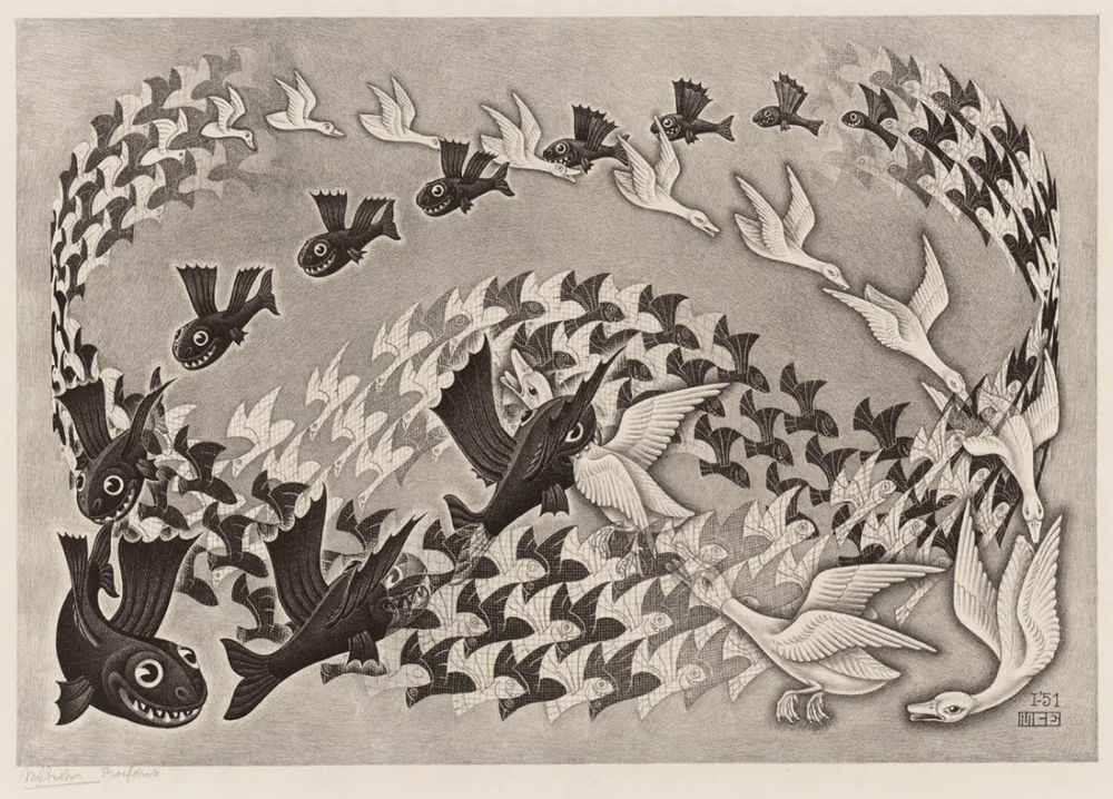 M.C. Escher Tessellations – Birds, Fish & Geometry — EscherExplained.com