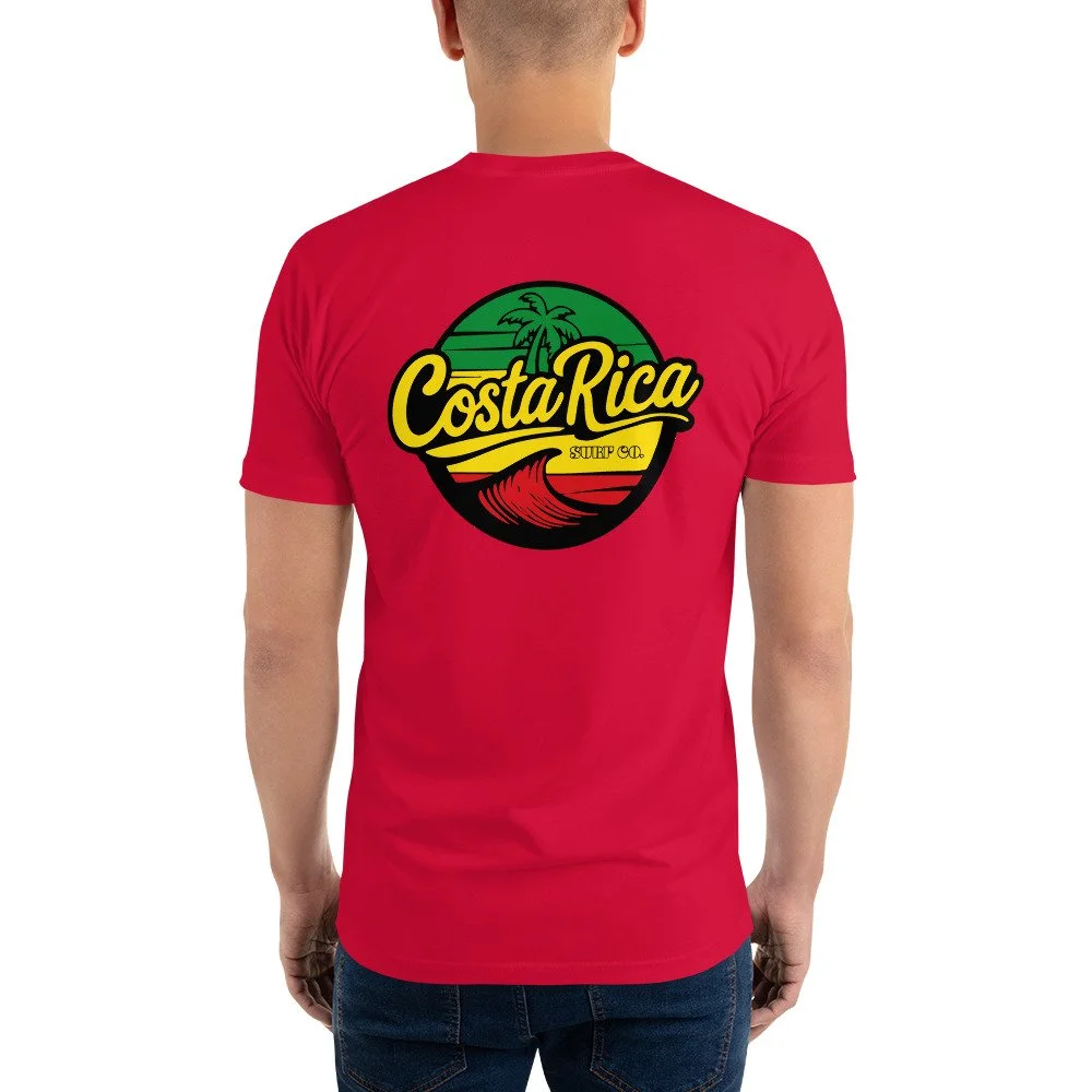 Men's Red Costa Rica Surf T-Shirt | Costa Rasta Stilo — The Costa Rica ...