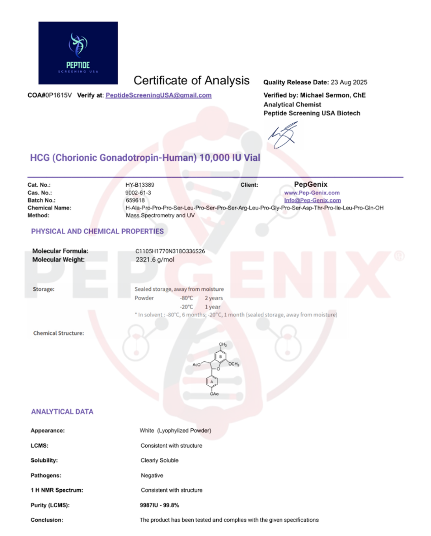 HCG 10,000 IU vial — PepGenix