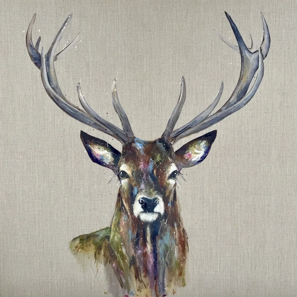 oil painting of a stag by Wildlife artist Louise Luton — Louise Luton Art