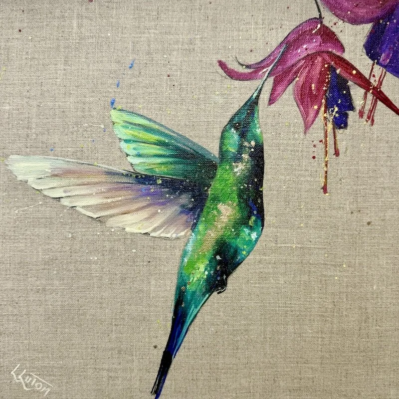 Little Hummingbird original oil painting by Louise Luton — Louise Luton Art