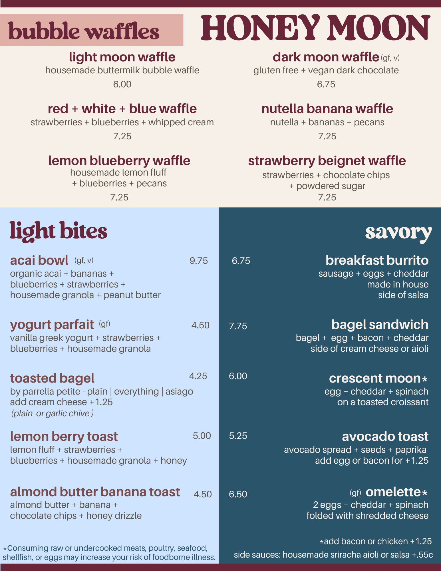 Menu | Explore — Honey Moon Coffee Co.