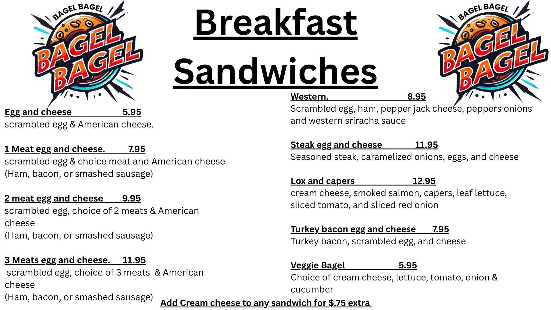 Menu — Bagel Bagel