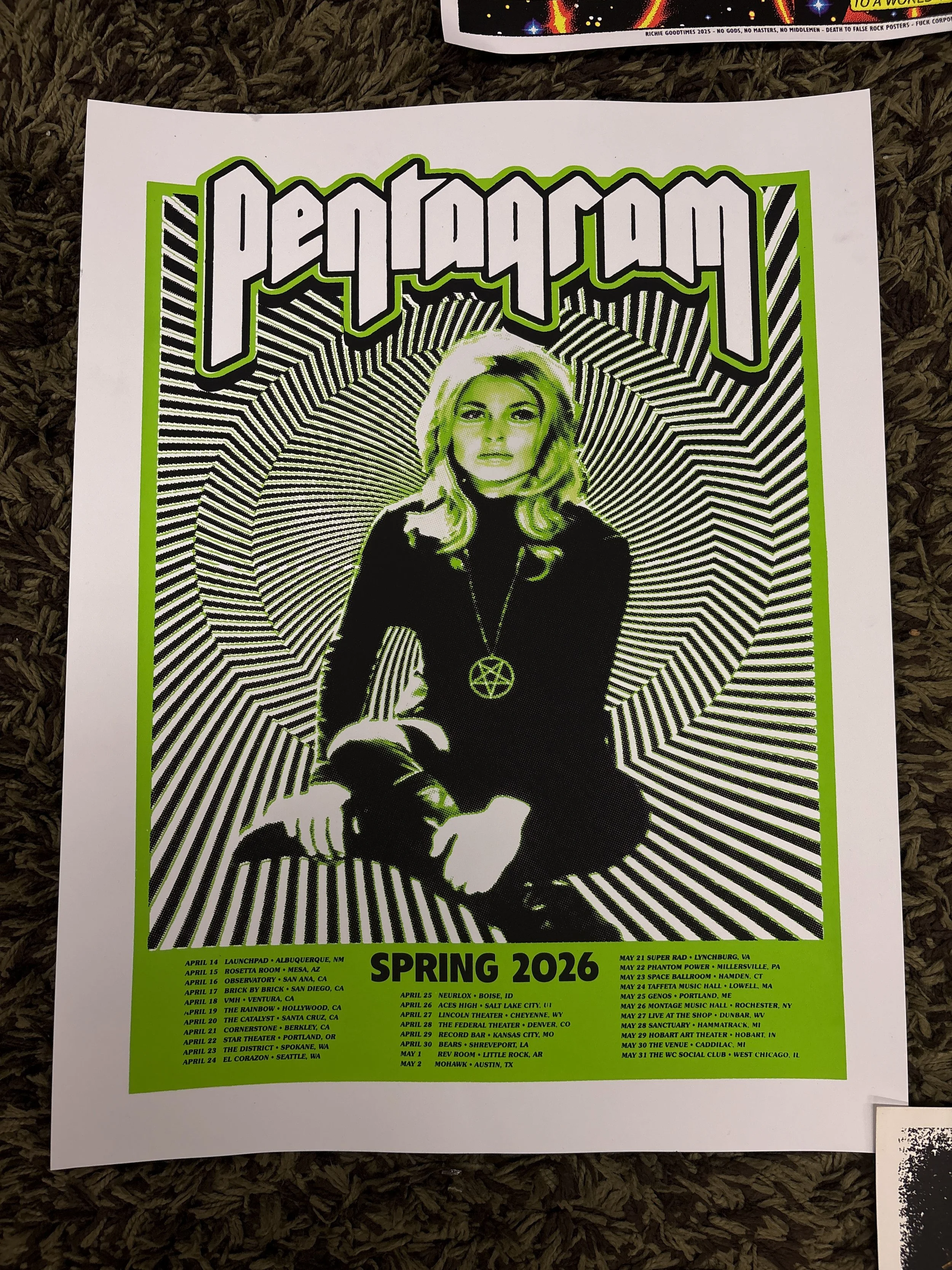 Pentagram Spring 2026 Tour Poster - Striking Black and Green Design ...