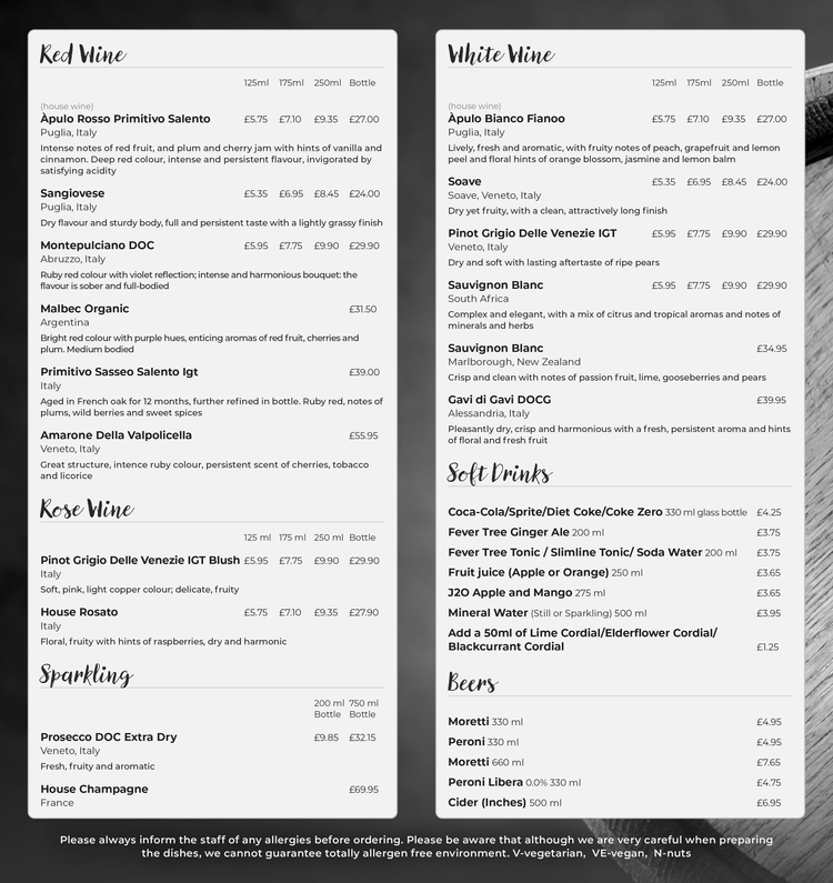 Menus — Caffe Piccolo