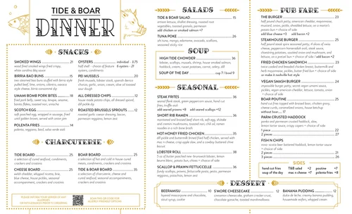 Menu — Tide & Boar Gastropub