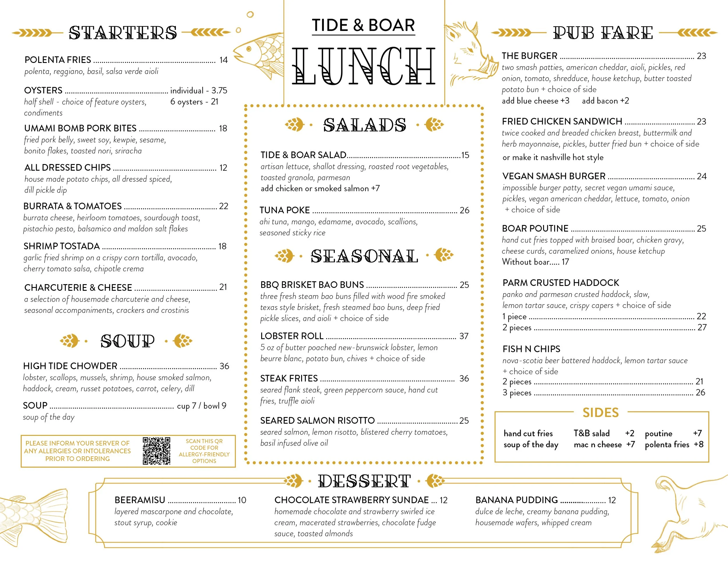Menu — Tide & Boar Gastropub