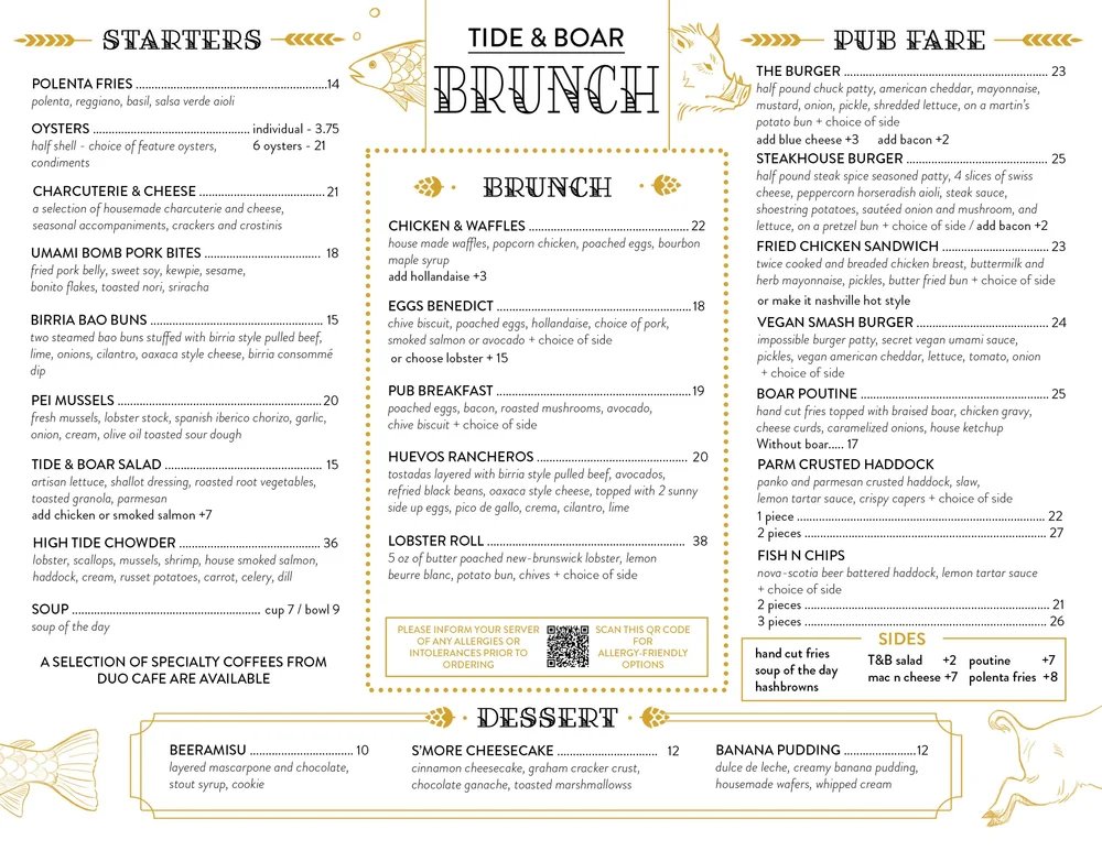 Menu — Tide & Boar Gastropub