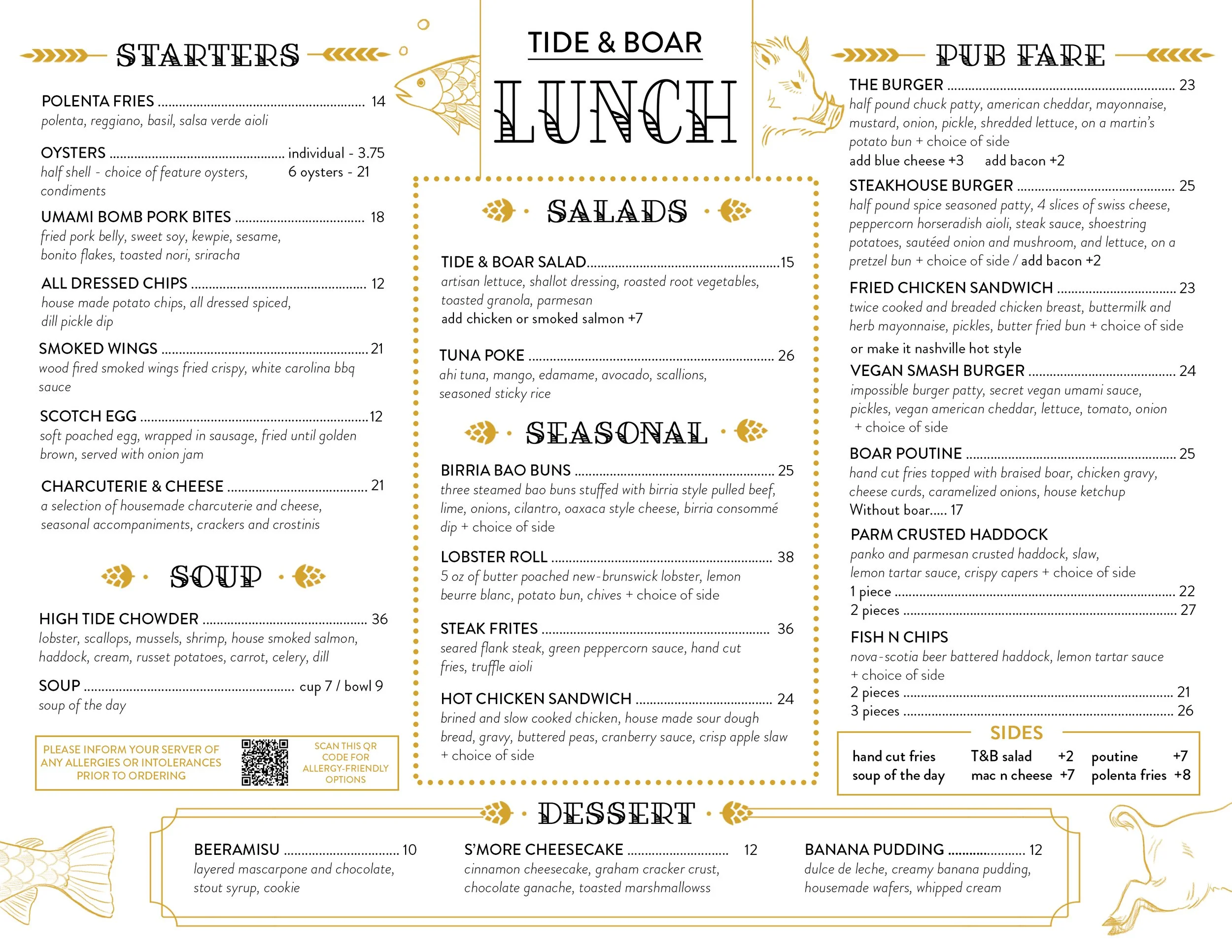 Menu — Tide & Boar Gastropub