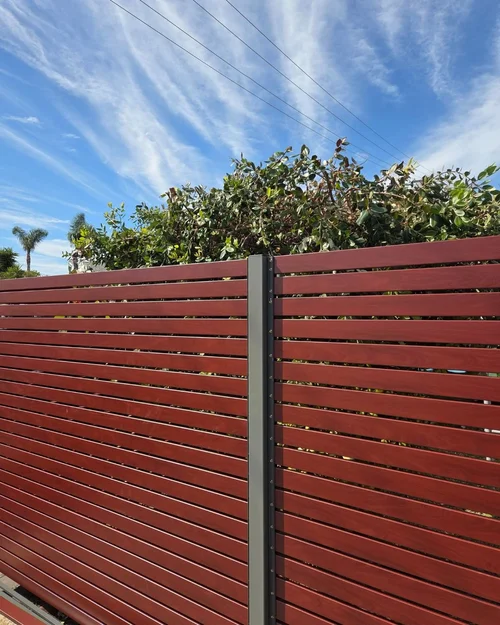 Timber Look Aluminium Slat Fence Panels GREENWOOD