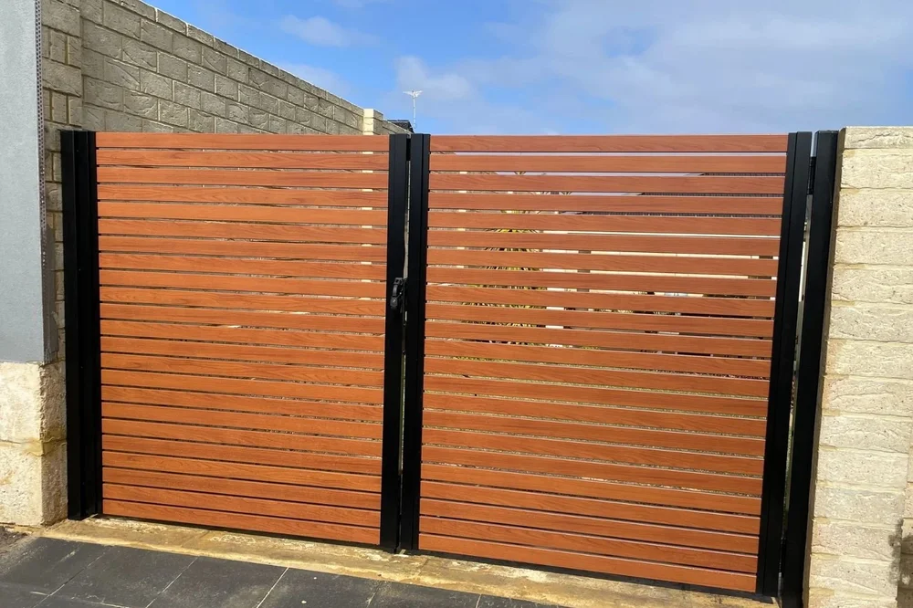Custom Made and Installed Aluminium Slat Double Gates in Perth