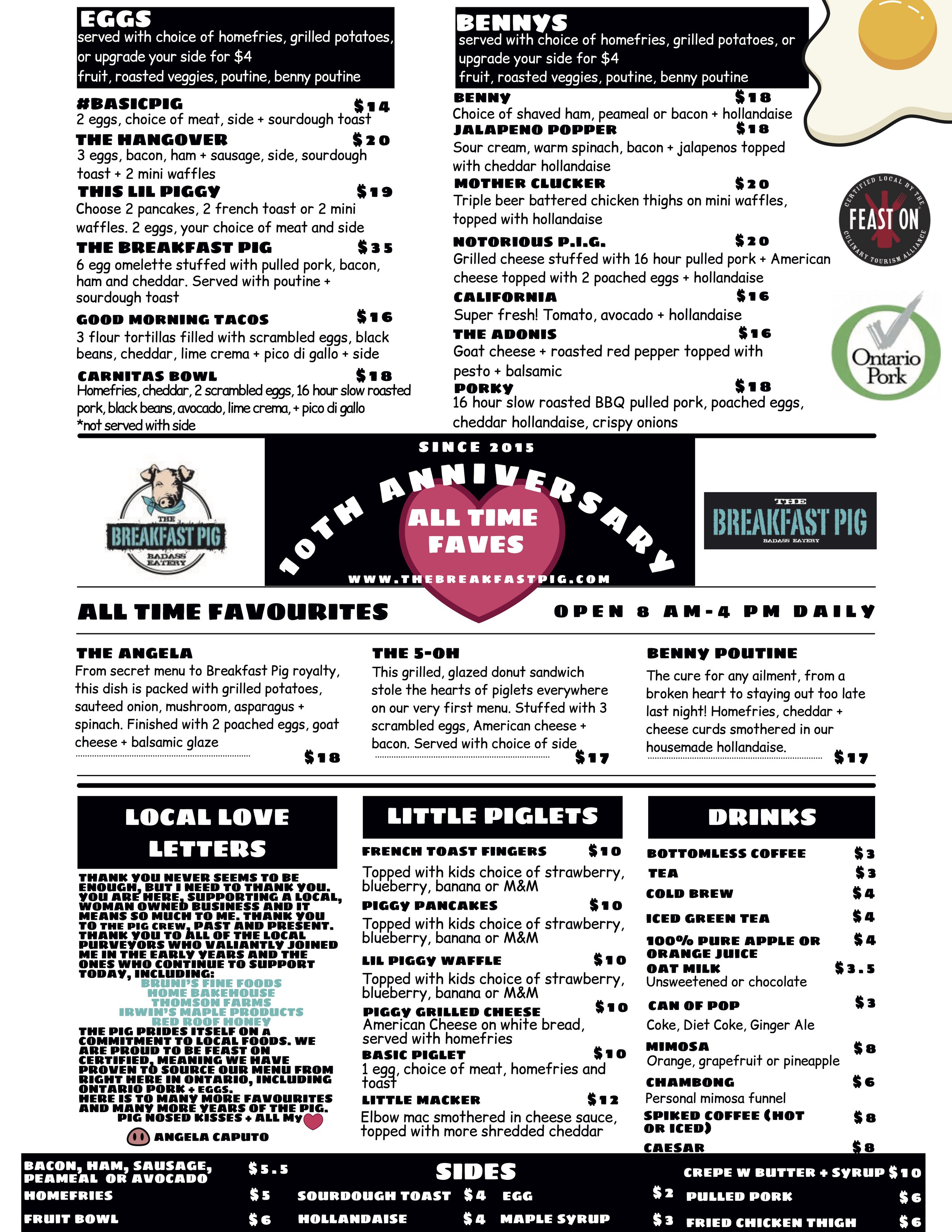 Menu — The Breakfast Pig