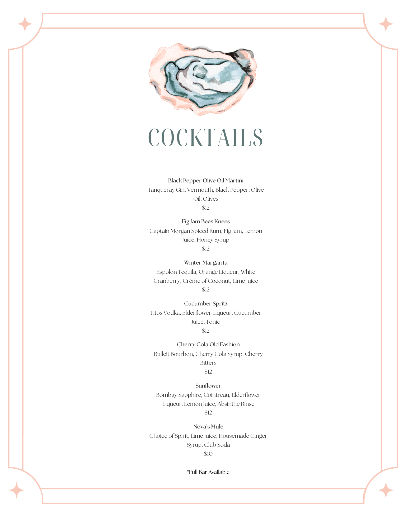 Menu 1 — Nova's Goshen