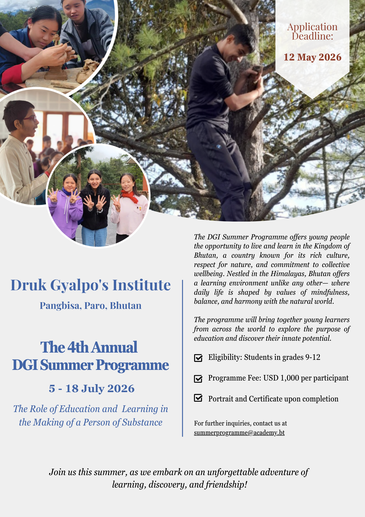 2026 DGI Summer Programme — Druk Gyalpo's Institute