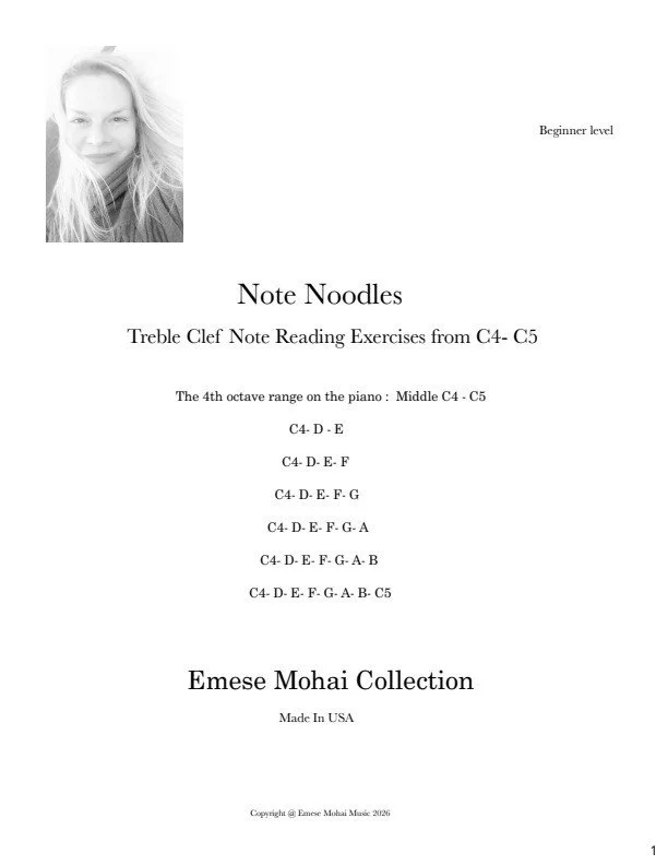 EMESE MOHAI COLLECTION- NOTE NOODLES- TREBLE CLEF NOTE READING ...