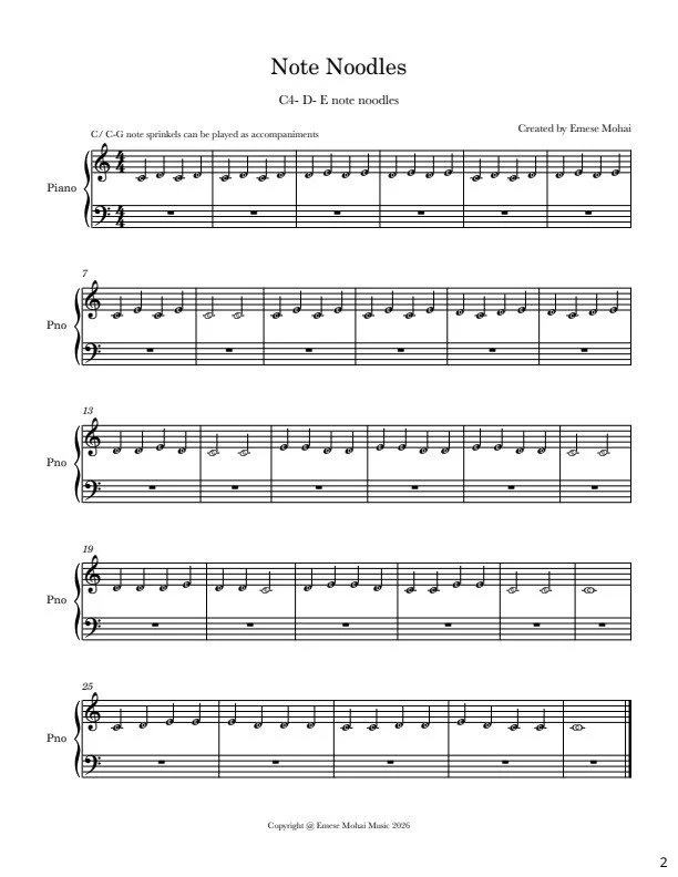 EMESE MOHAI COLLECTION- NOTE NOODLES- TREBLE CLEF NOTE READING ...