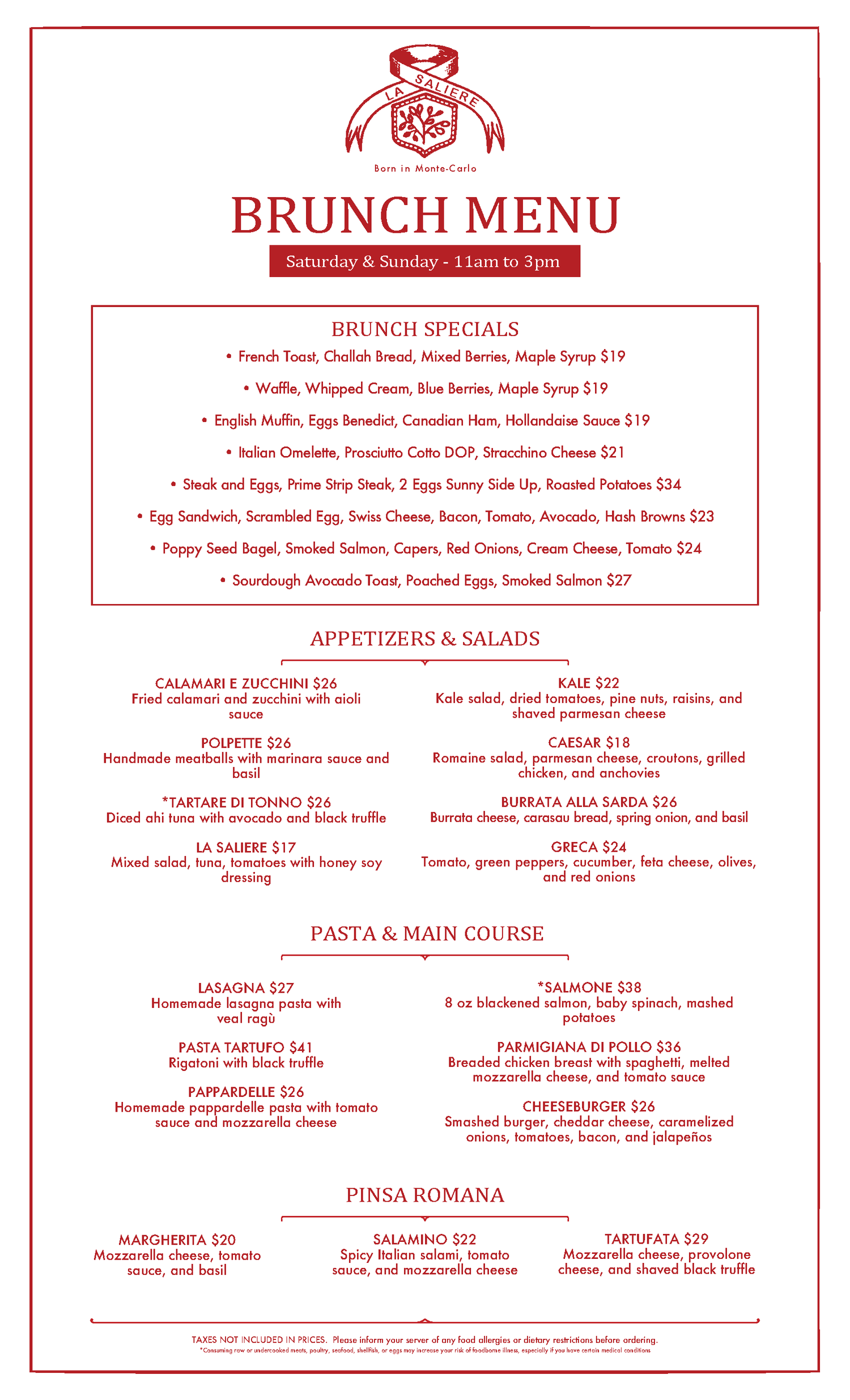 Menus | Discover & Dine - Reserve Today — La Salière Naples