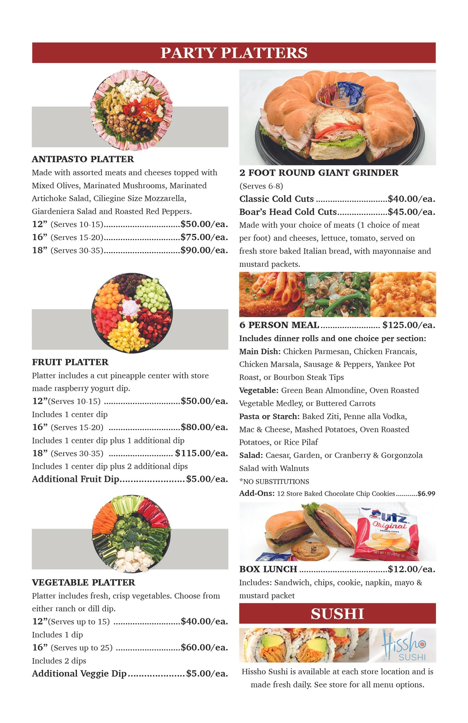 Highland Park Market | Menus — Highland Park Market