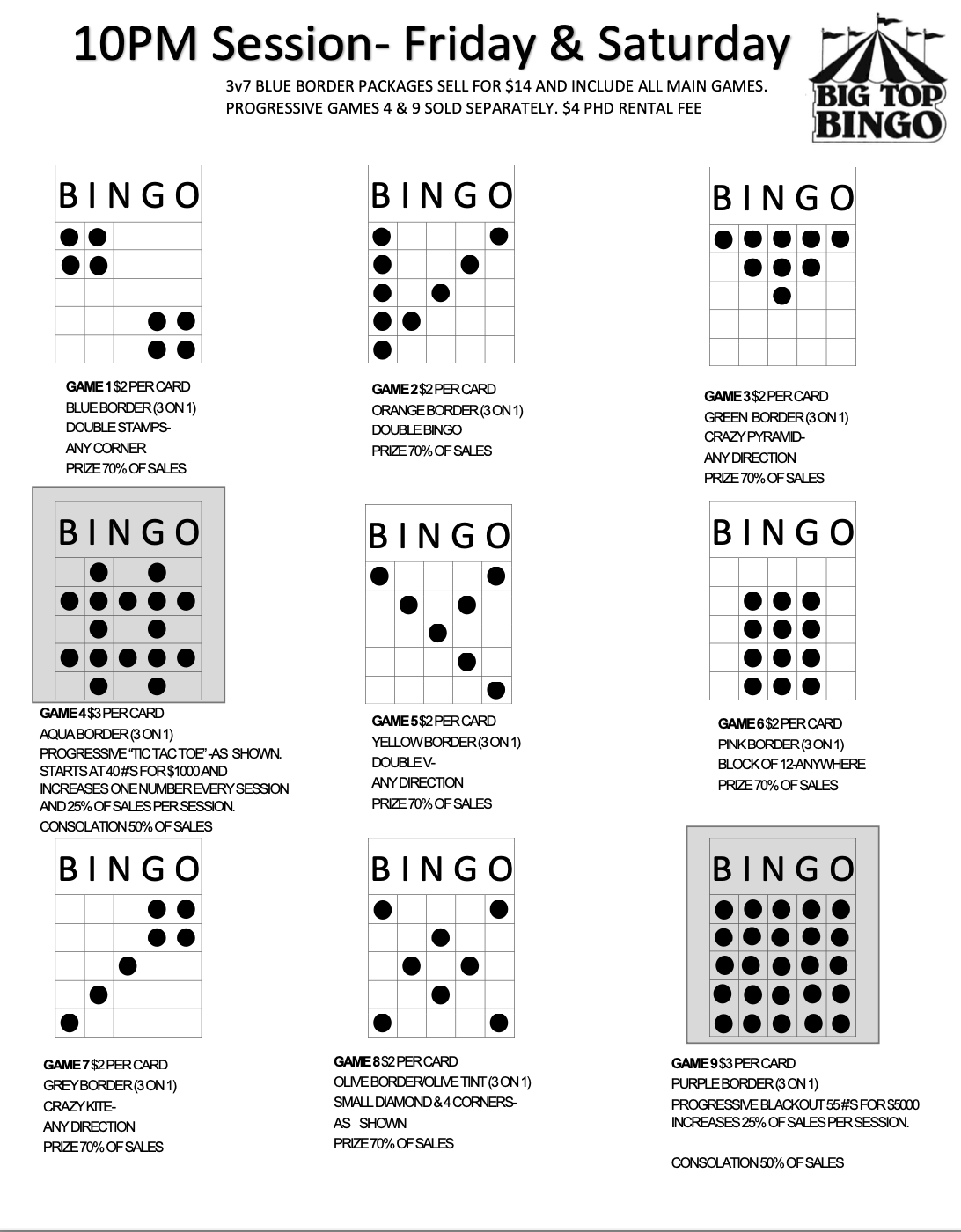 Bingo Sessions — Big Top Bingo