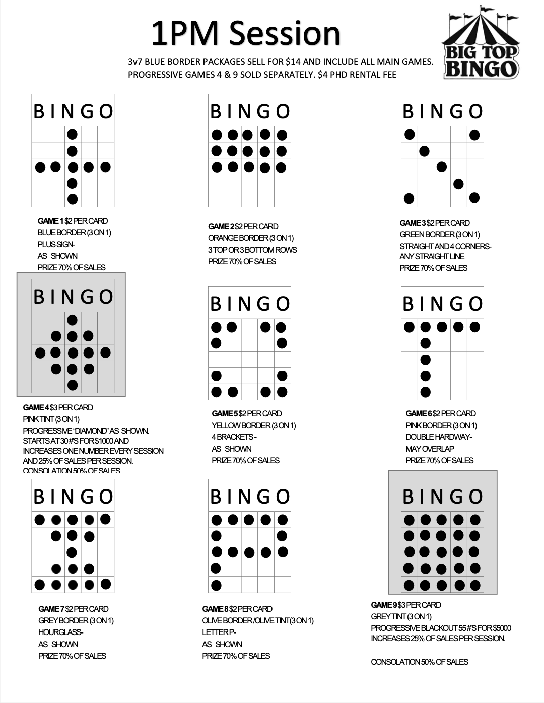 Bingo Sessions — Big Top Bingo