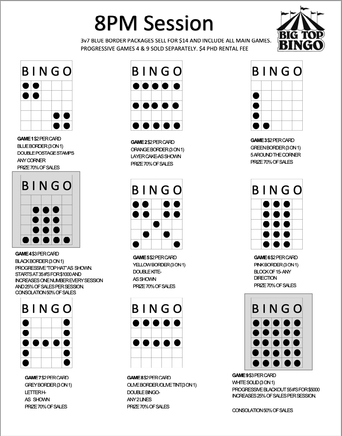 Bingo Sessions — Big Top Bingo