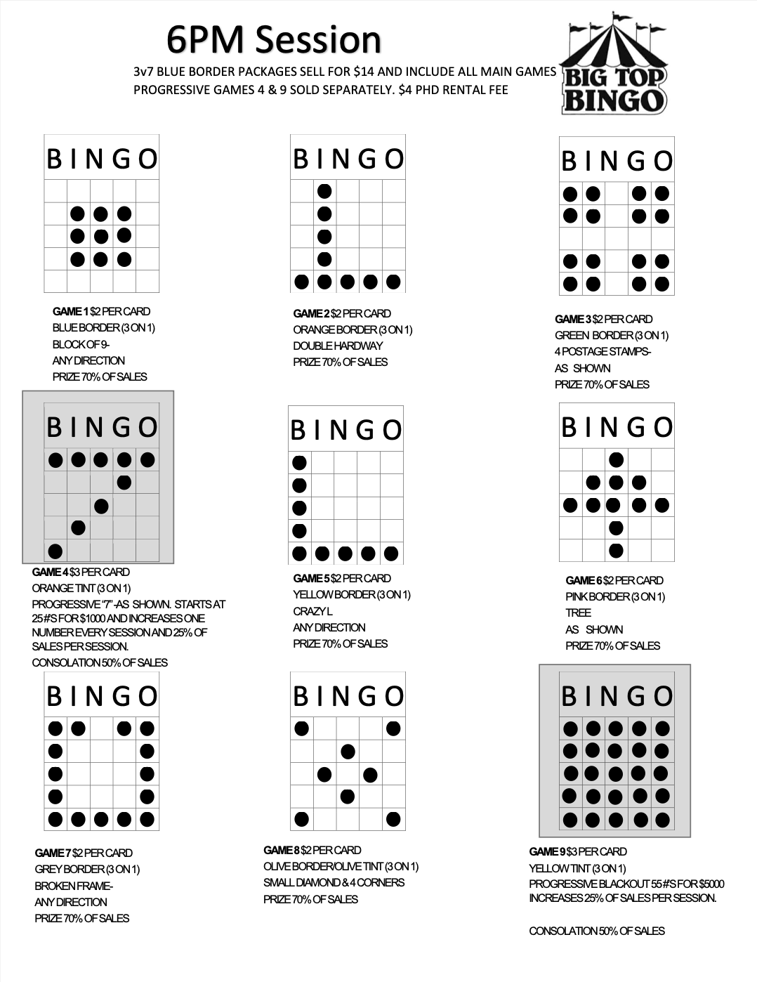 Bingo Sessions — Big Top Bingo