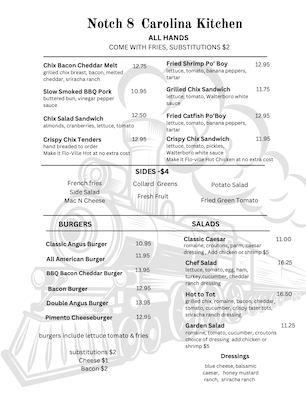 Notch 8 Kitchen Menu – Breakfast, Lunch & Southern Eats — Notch8 ...