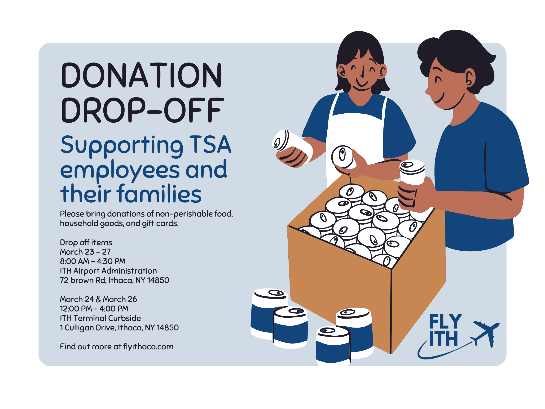 Donation drive for TSA employees and their families — Ithaca Tompkins ...
