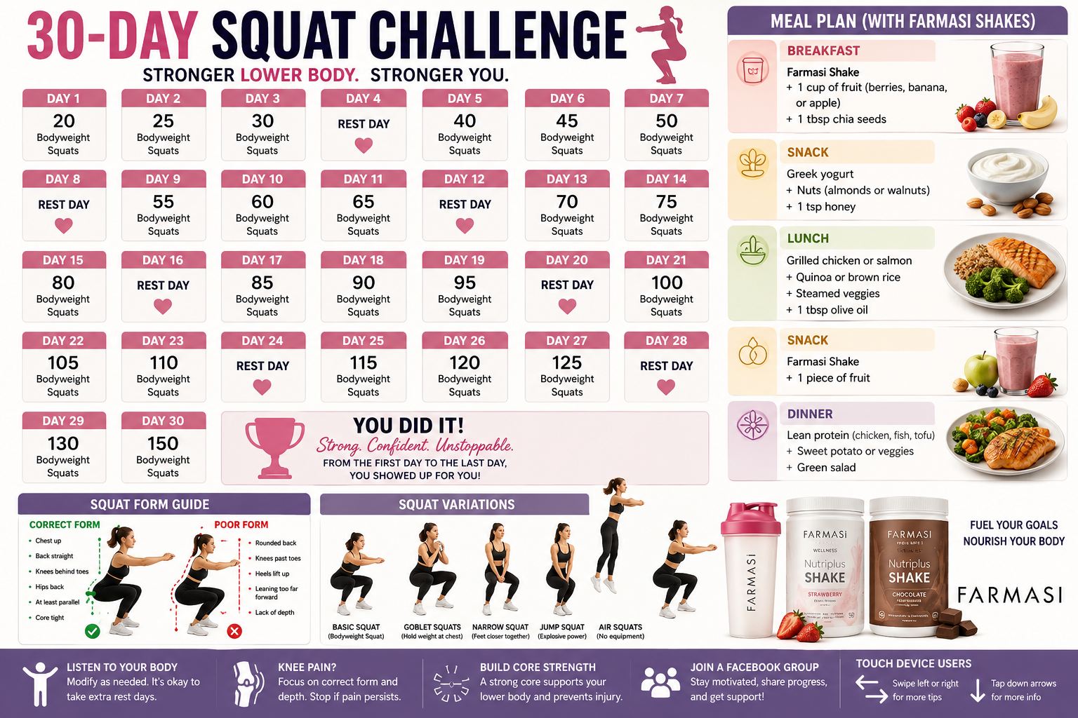 30-Day Squat Challenge Printable (Plus Meal Plan) — Fine Fit Body