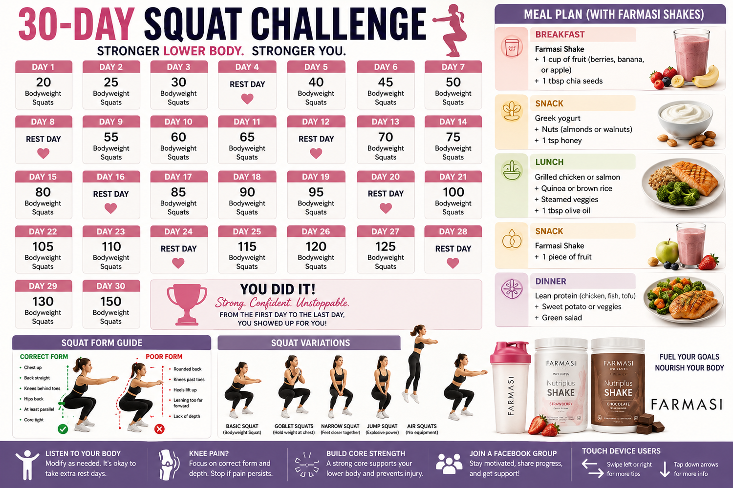 30-Day Squat Challenge Printable (Plus Meal Plan) — Fine Fit Body