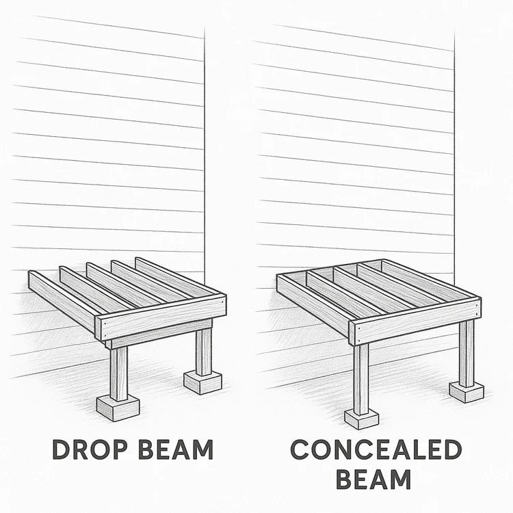 Concealed Beam vs. Drop Beam Decks — Heritage Deck & Frame