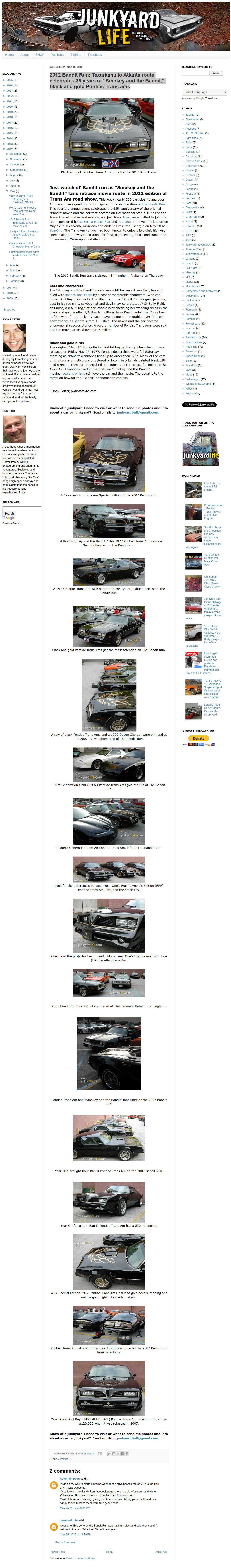 2012 Bandit Run: Texarkana to Atlanta route celebrates 35 years of ...