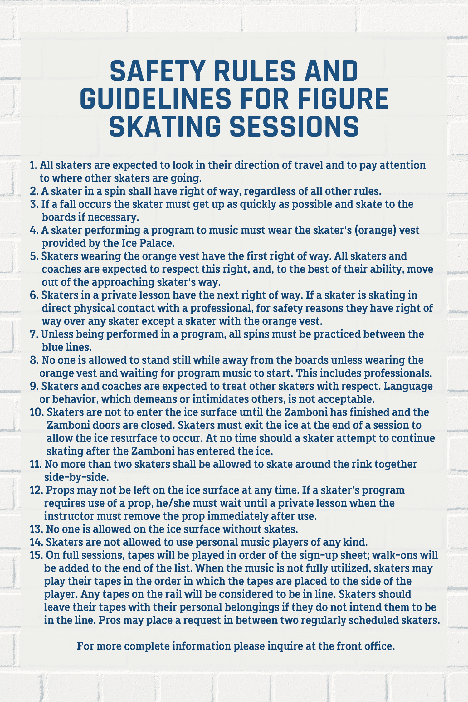 Rink Rules — Ice Palace Hawaii