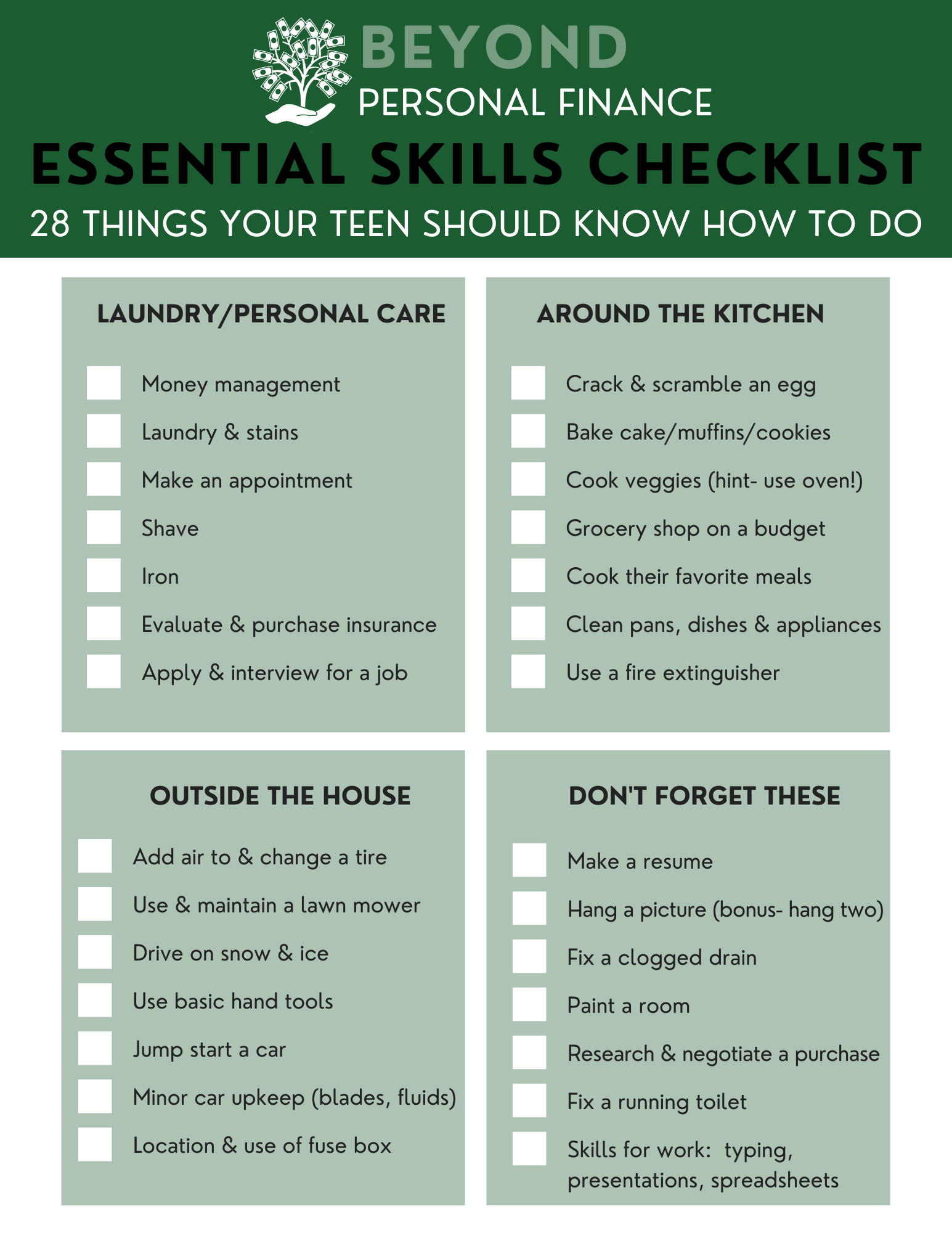 Independent Living Skills for Teens — Beyond Personal Finance