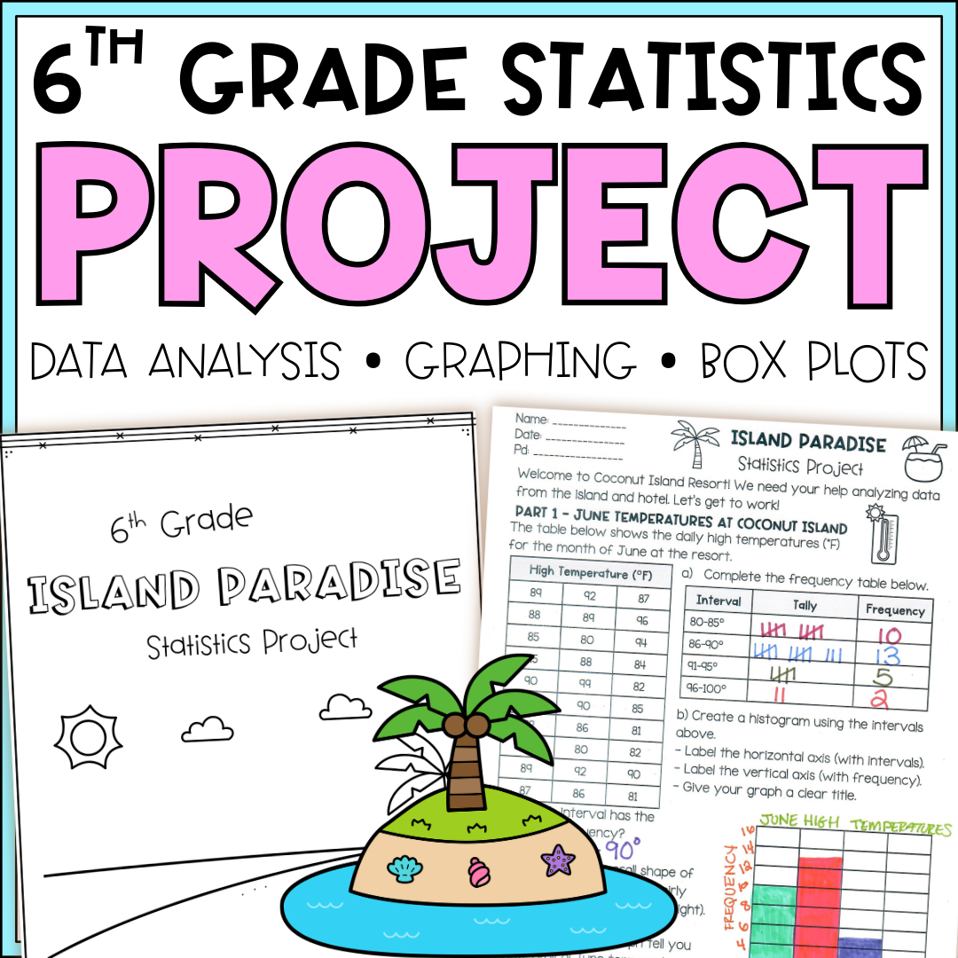 6th Grade Statistics Project | Data Analysis Mean Median Box Plots ...