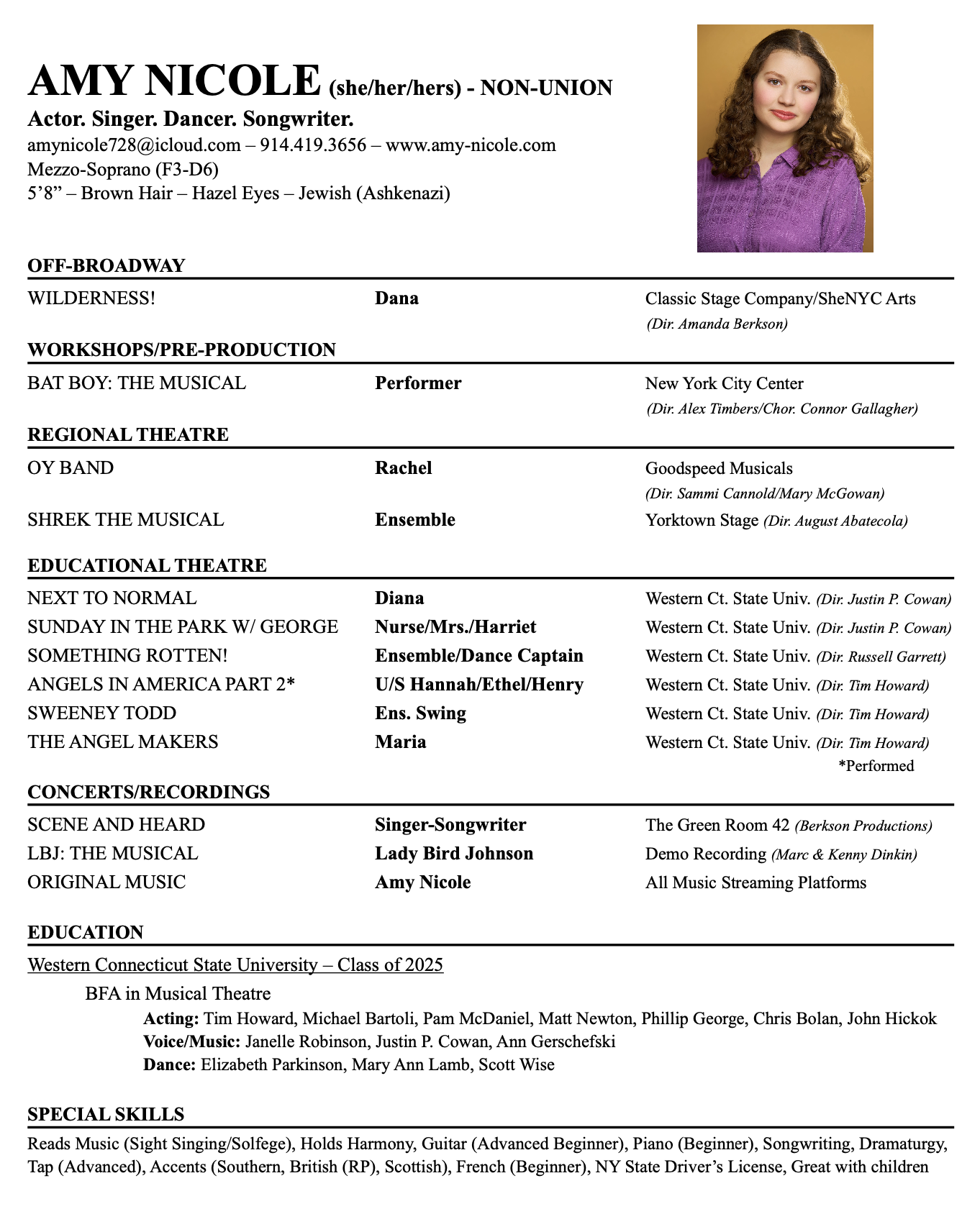 HEADSHOTS + RESUMÉ — AMY NICOLE