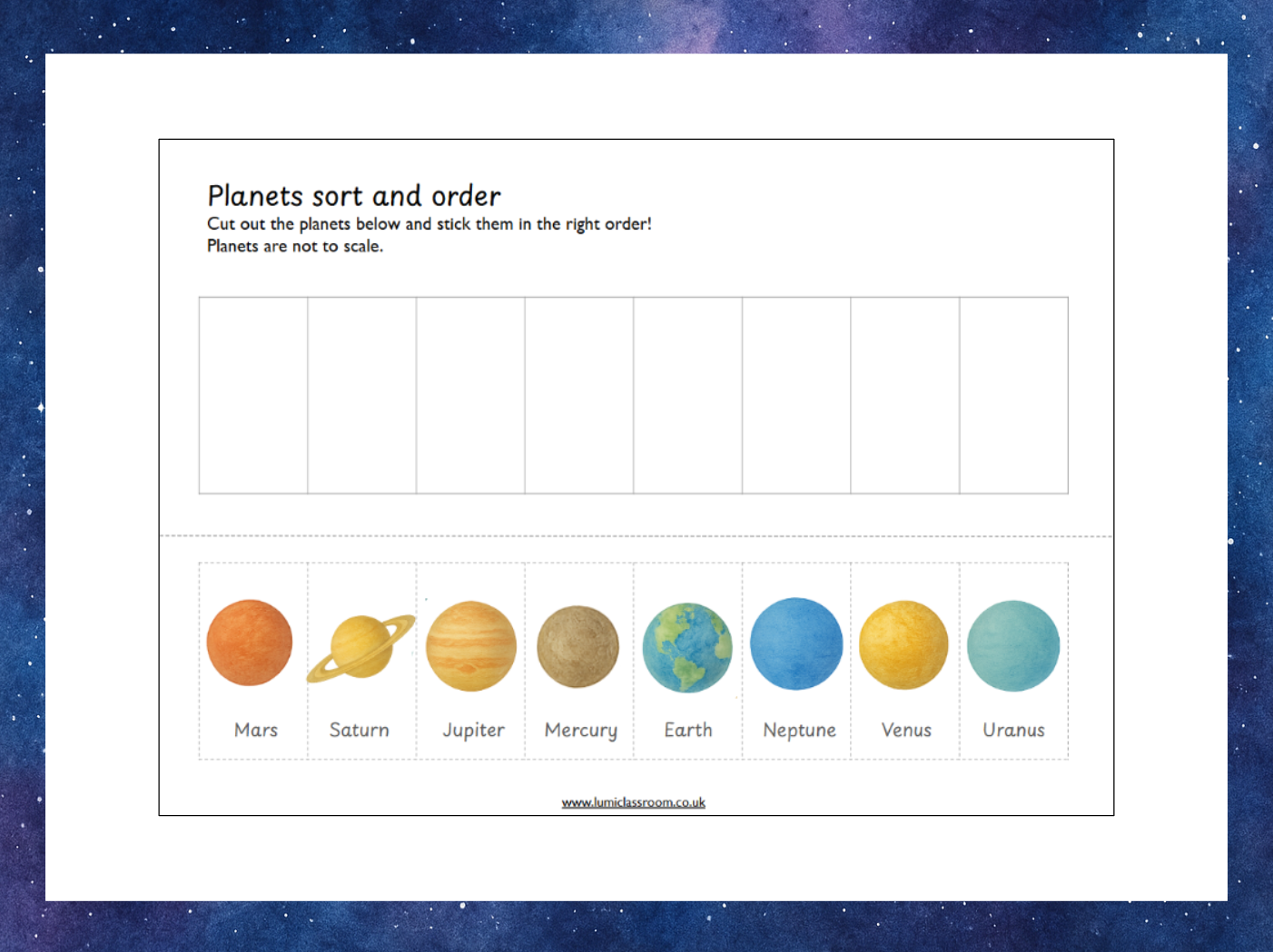 Space: Planets sort and order — Lumi