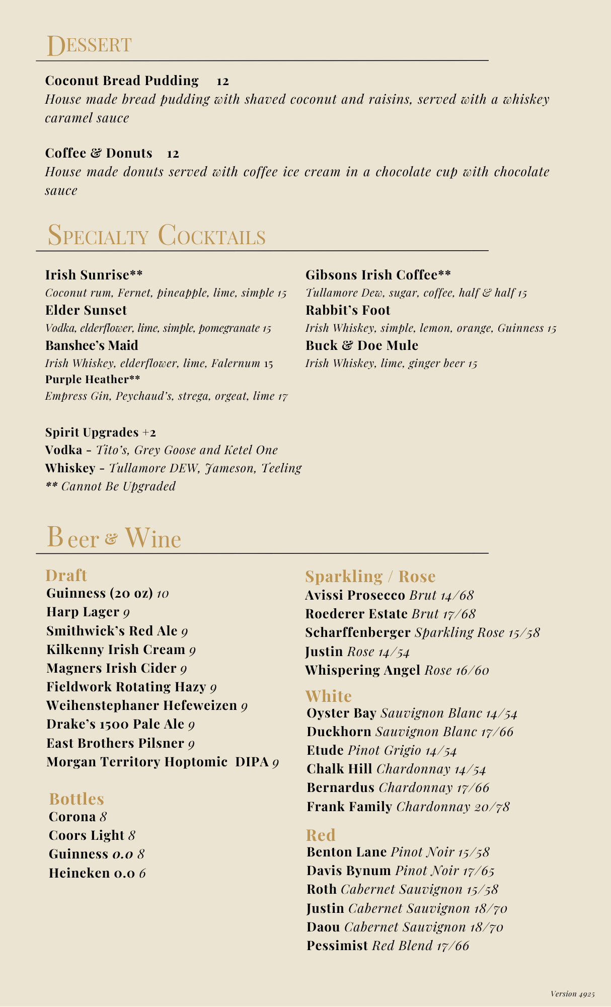 Main Menu | Enjoy Delicious Food & Events – Reserve Today — Gibsons ...